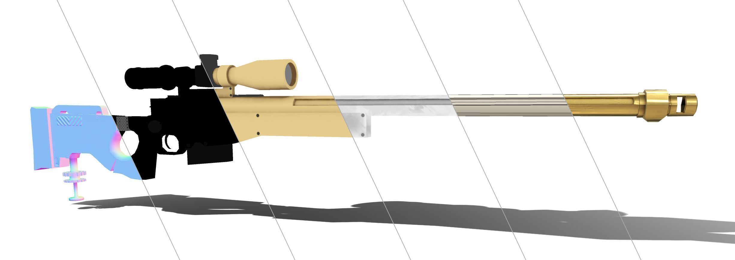 3D model Golden AWP Sniper Rifle game ready with bonus asset VR / AR ...