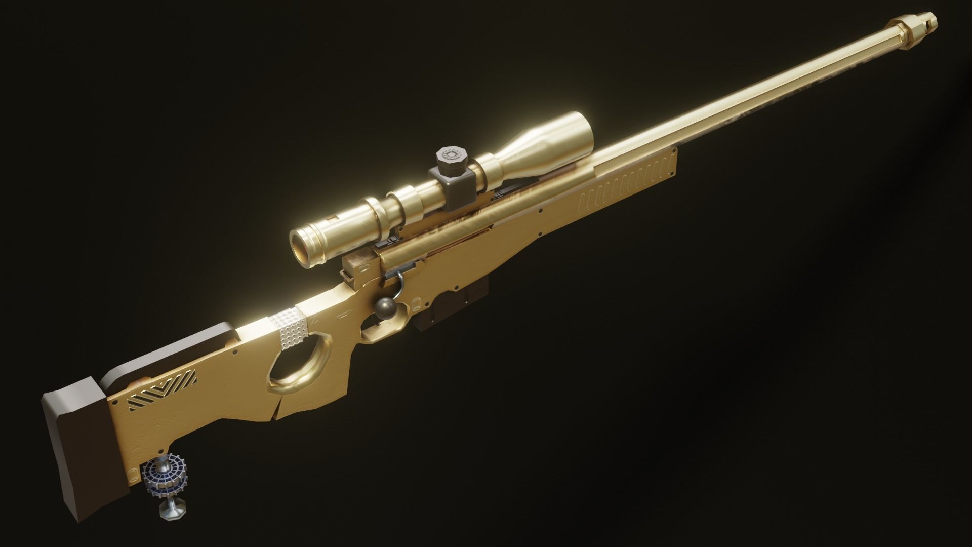 3D model Golden AWP Sniper Rifle game ready with bonus asset VR / AR ...