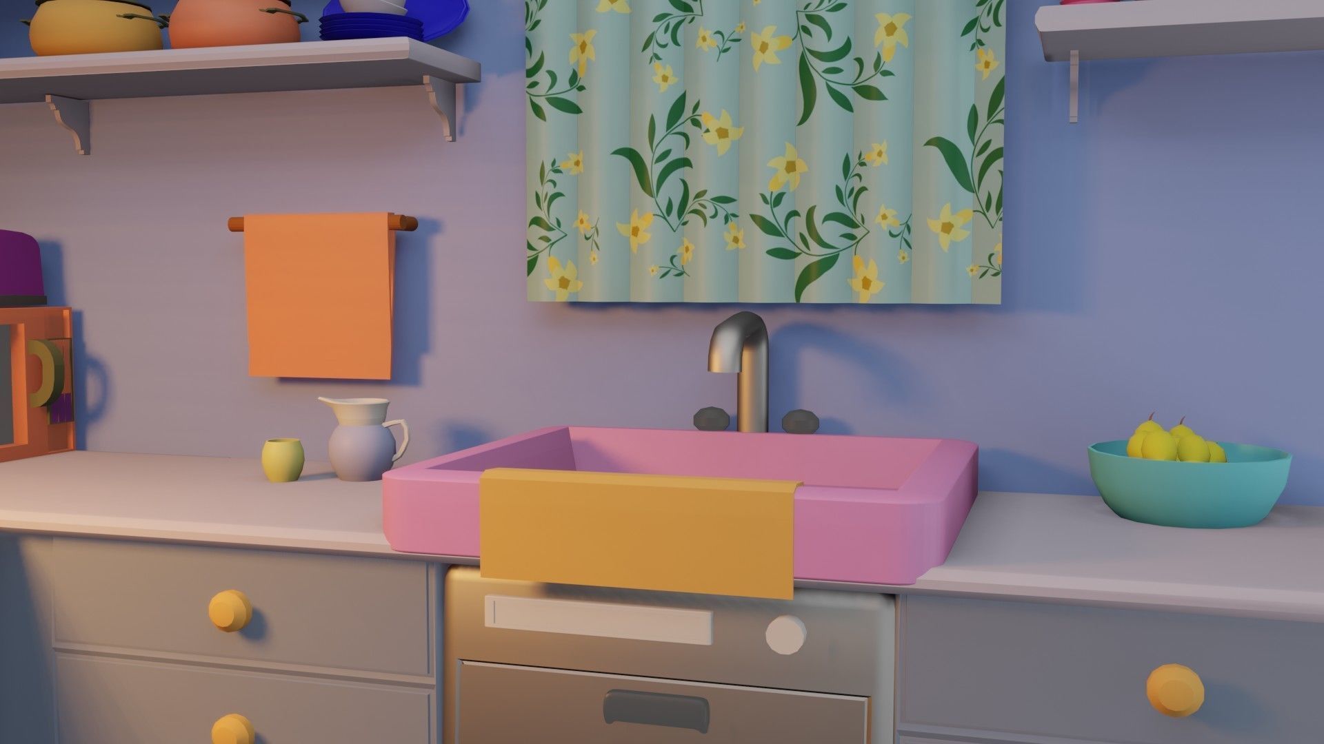 3D model cartoon kitchen low poly models VR / AR / low-poly | CGTrader