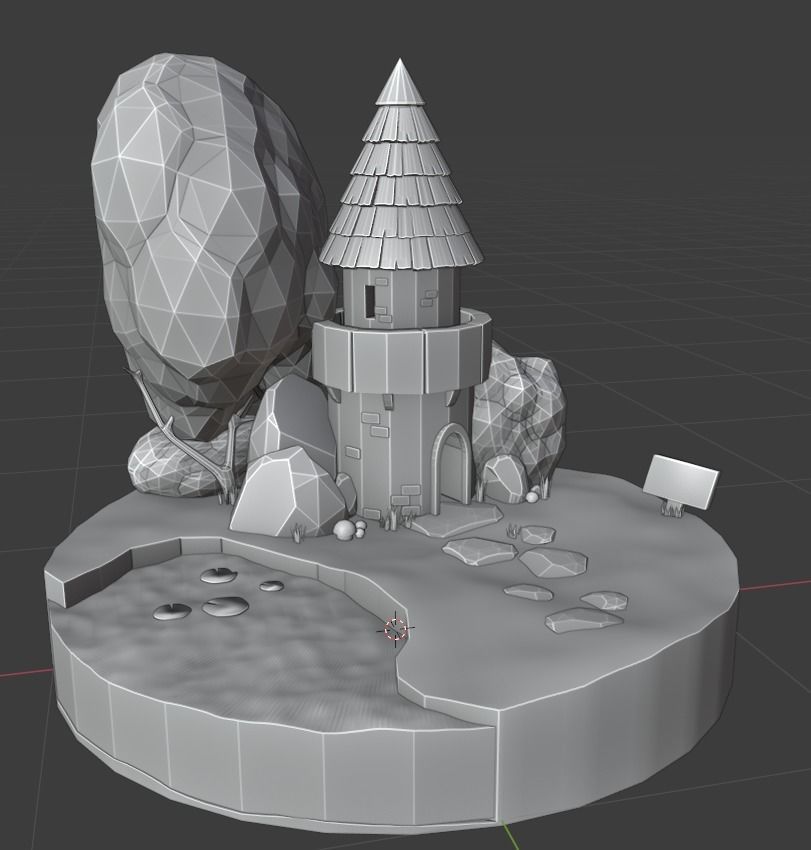Low poly tower castle on island free 3D model | CGTrader