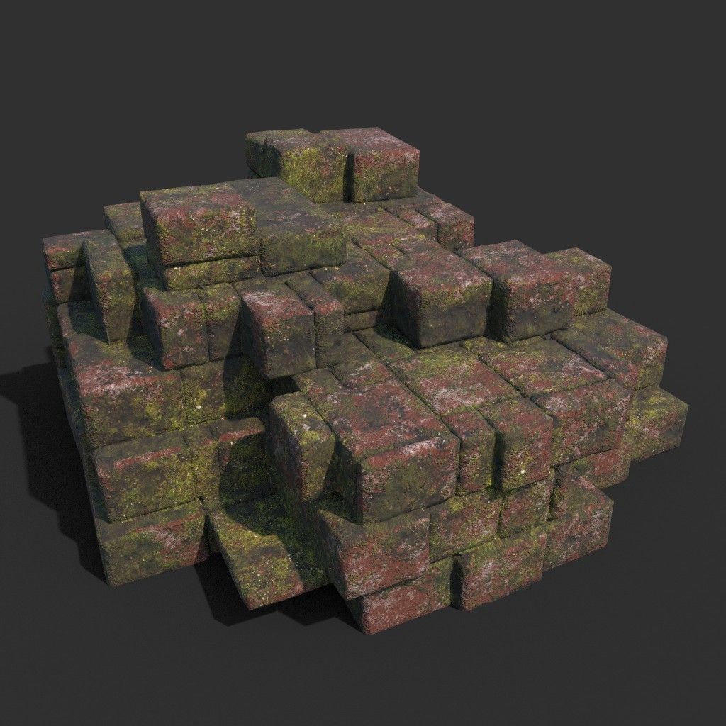 3D model Low poly Mossy Ruin Block 181119 VR / AR / low-poly | CGTrader