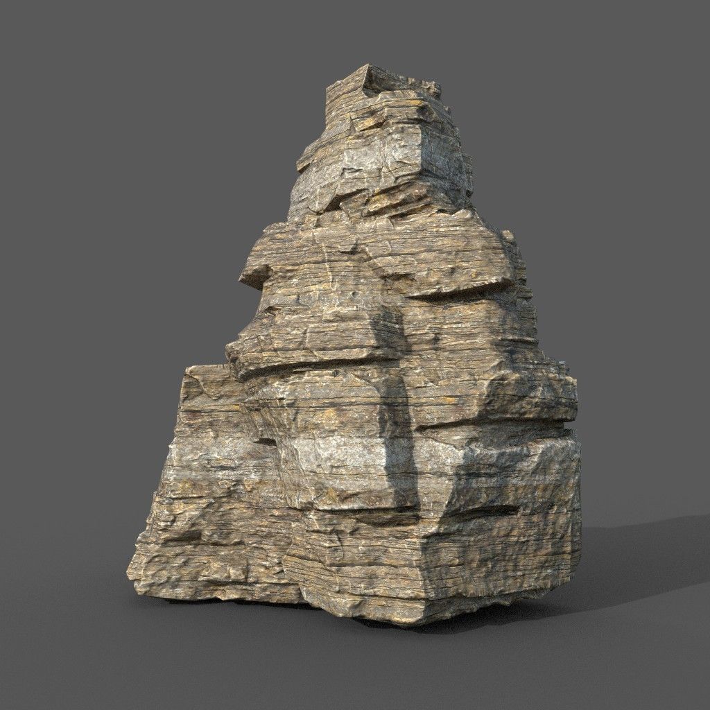 3D model Low poly Brown Layerd Rock VR / AR / low-poly | CGTrader