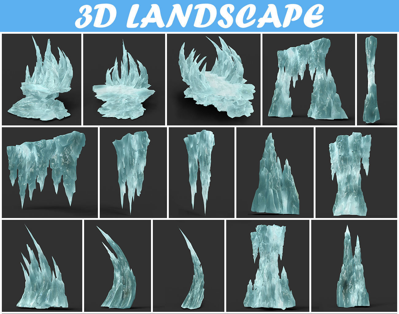 3D model Low poly Sharp Ice Column VR / AR / low-poly | CGTrader