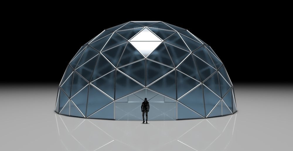 Geodesic Dome with Door Opening and Glass Panels v1 3D model | CGTrader