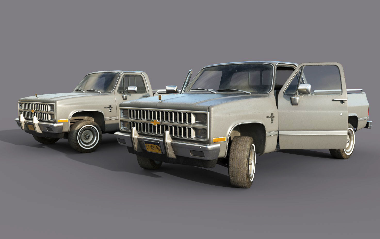 3D model Chevrolet C10 1982 Grey VR / AR / low-poly | CGTrader