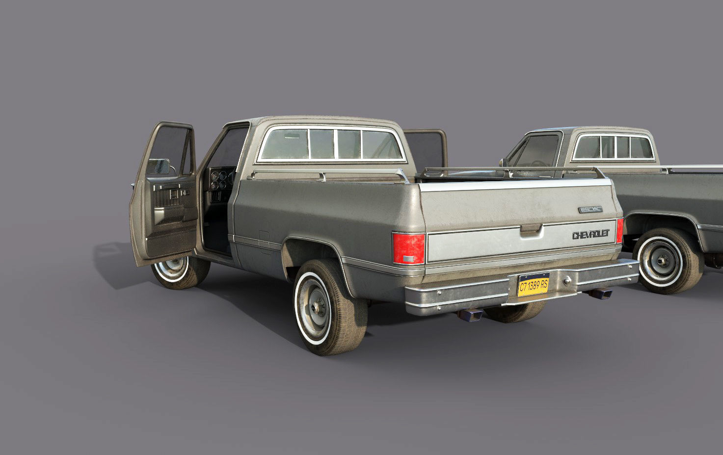 3D model Chevrolet C10 1982 Grey VR / AR / low-poly | CGTrader