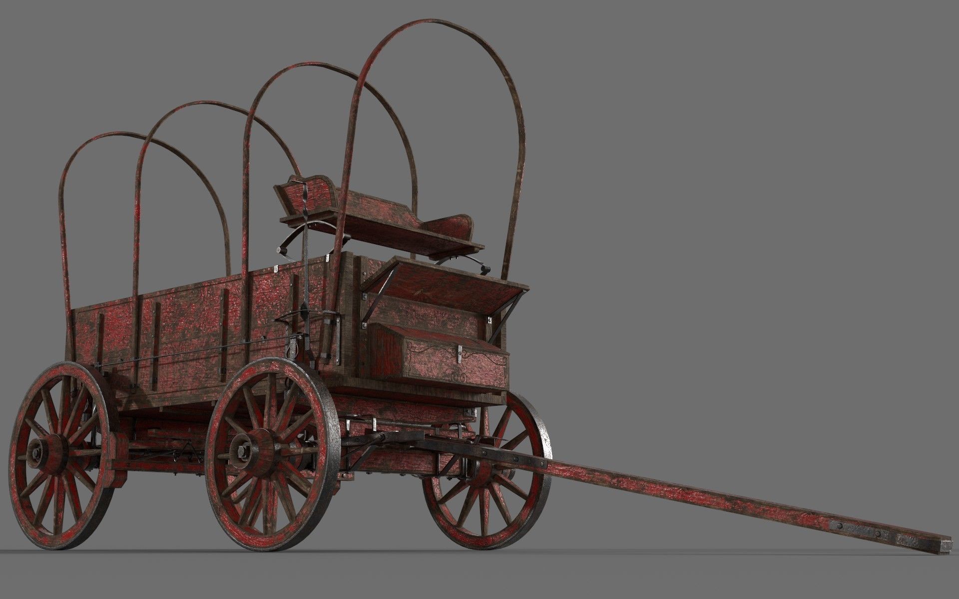 3D model Old Western Wagon Low-Poly PBR Game Ready 3D Model VR / AR ...
