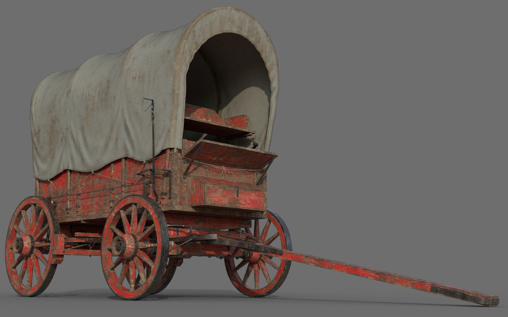 3D model Old Western Wagon Low-Poly PBR Game Ready 3D Model VR / AR ...