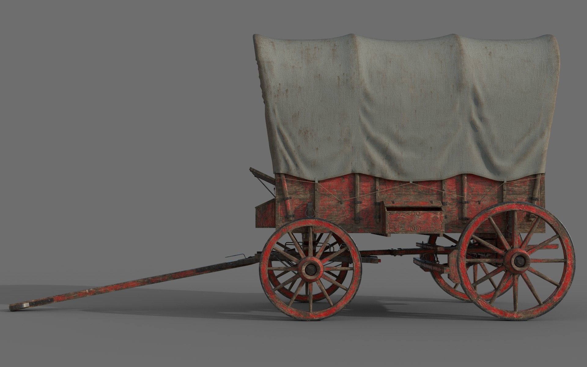 3D model Old Western Wagon Low-Poly PBR Game Ready 3D Model VR / AR ...