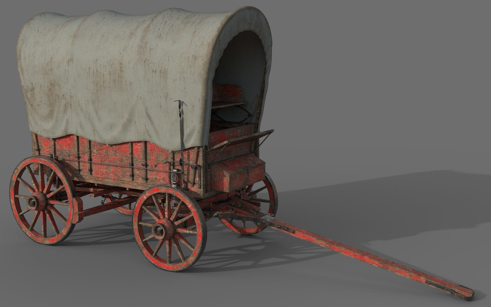 3D model Old Western Wagon Low-Poly PBR Game Ready 3D Model VR / AR ...