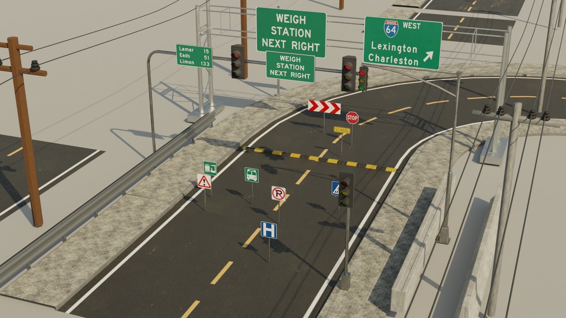 3D model City Street Road Lowpoly Assets Pack VR / AR / low-poly | CGTrader