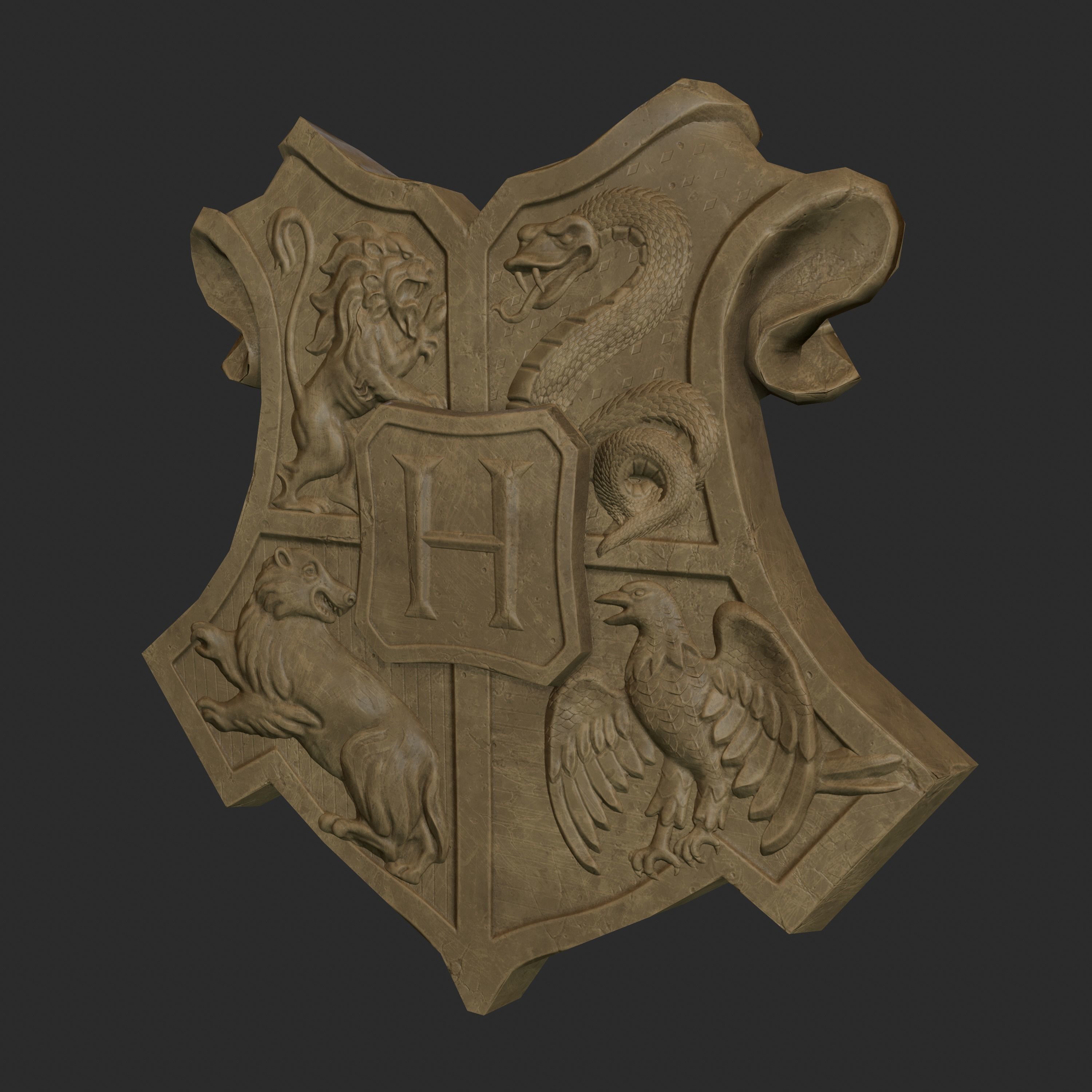 3D model Low poly game-ready Hogwarts Emblem VR / AR / low-poly | CGTrader