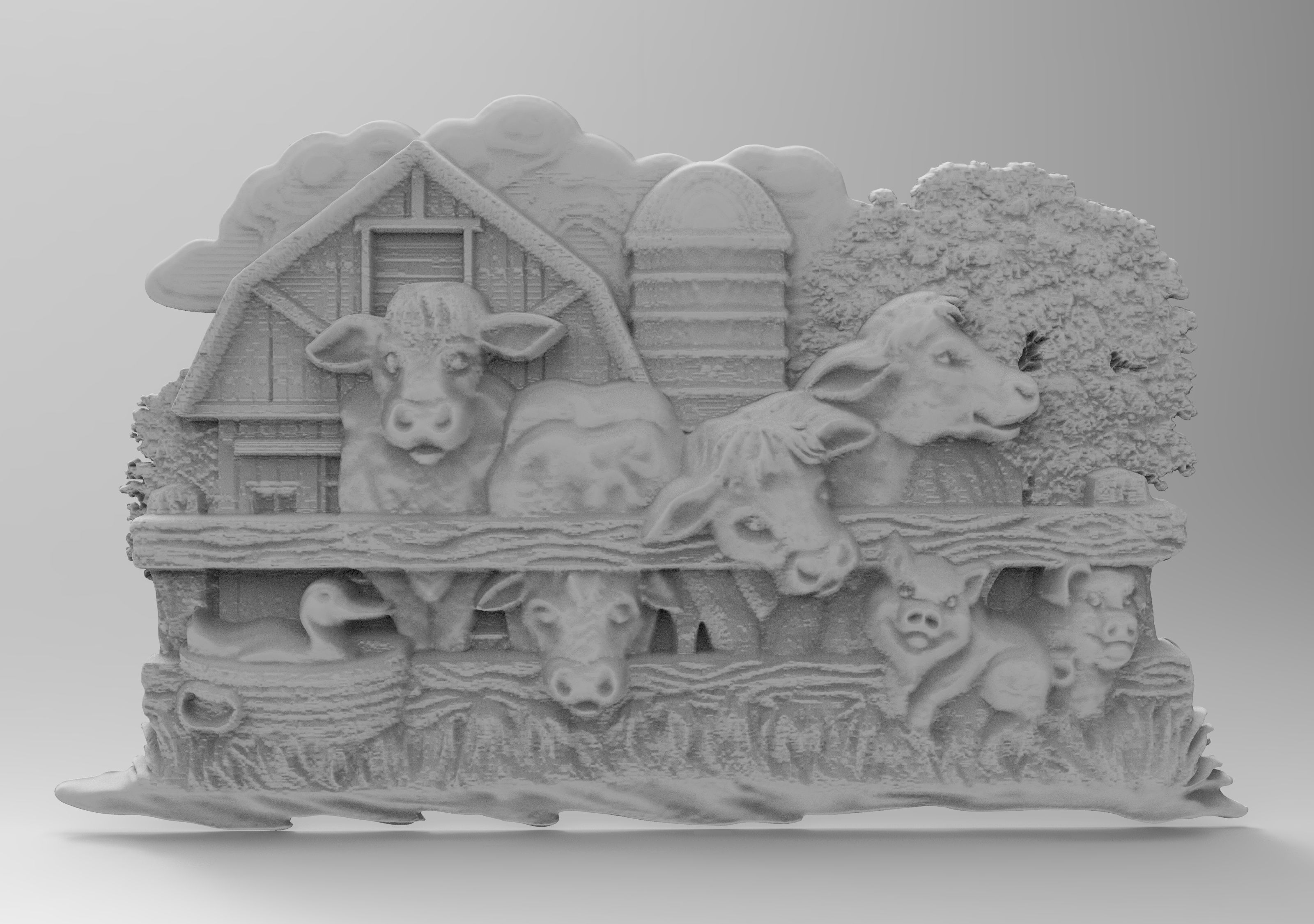 Cow bas relief 3D print model 3D model 3D printable | CGTrader