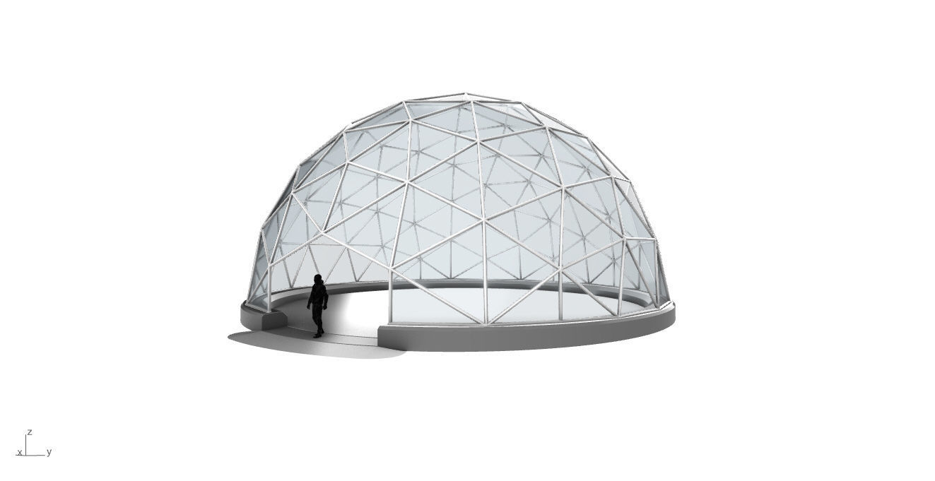 Geodesic Dome with Door Opening and enclosure Panels and Base 3D model ...