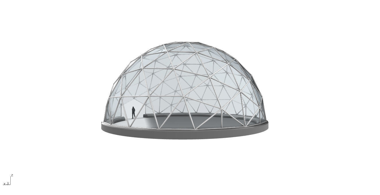 Geodesic Dome with Door Opening and enclosure Panels and Base 3D model ...