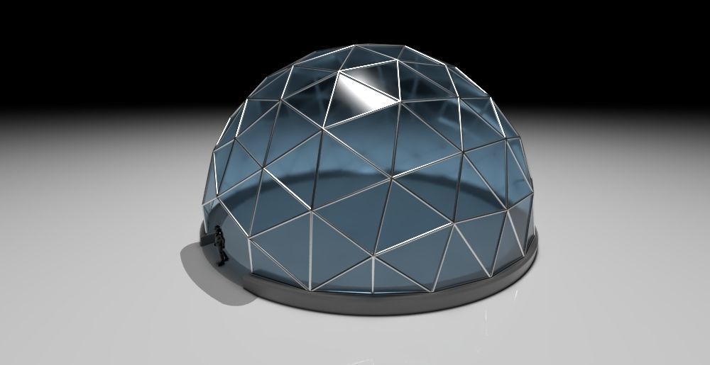Geodesic Dome with Door Opening and enclosure Panels and Base 3D model ...