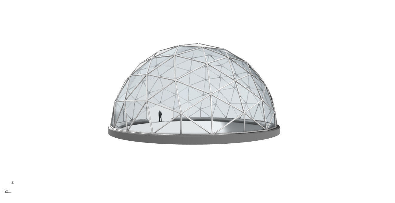 Geodesic Dome with Door Opening and enclosure Panels and Base 3D model ...