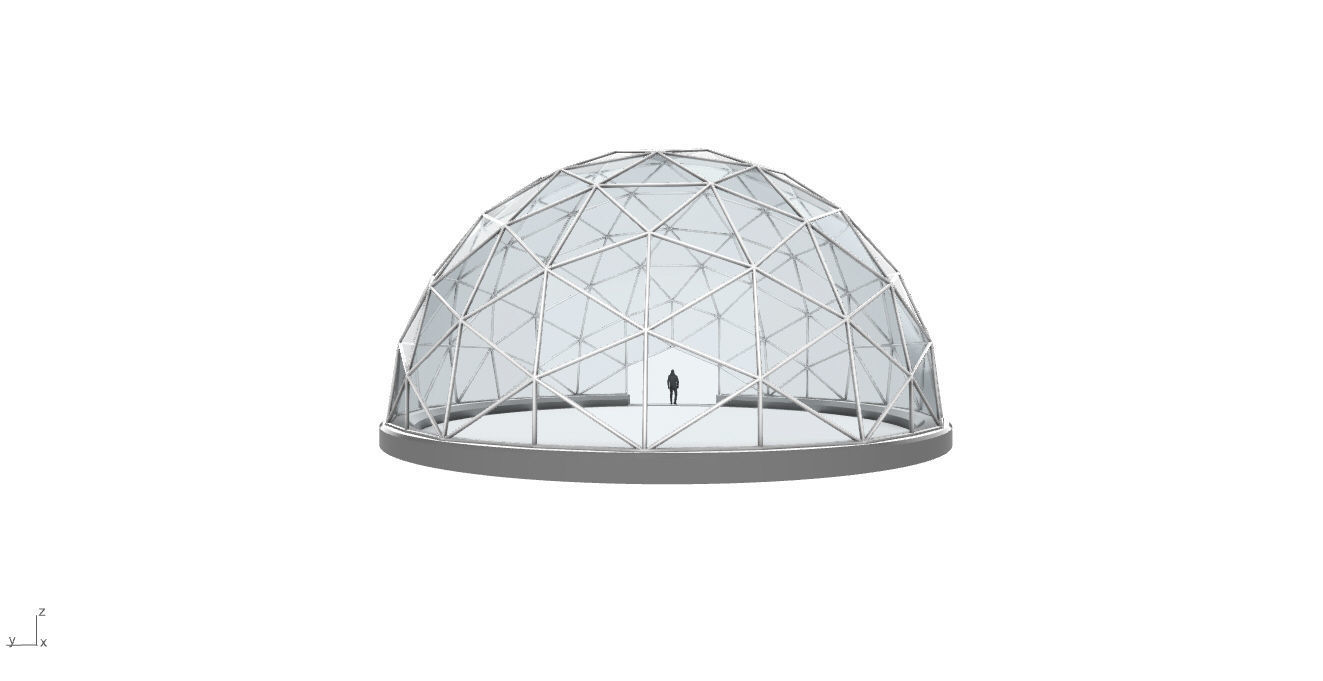 Geodesic Dome with Door Opening and enclosure Panels and Base 3D model ...
