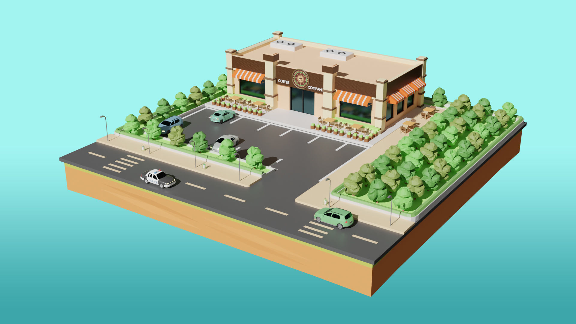 3D model Low Poly Cafe Restaurant VR / AR / low-poly | CGTrader