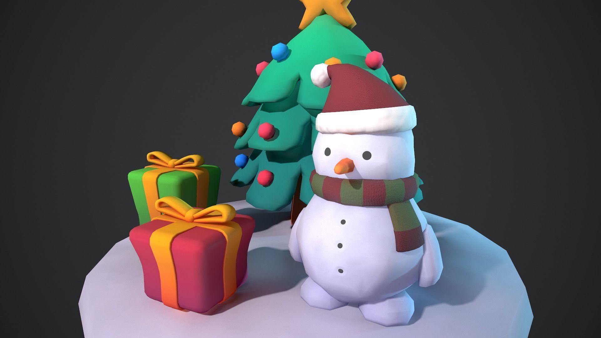3D model Christmas Set Tree Snowman Box VR / AR / low-poly | CGTrader