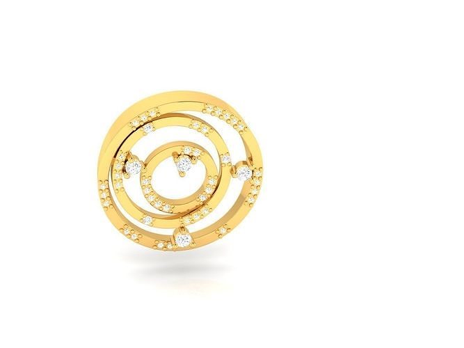 Pendant-888 circular gold ring with diamonds 3D model 3D printable ...