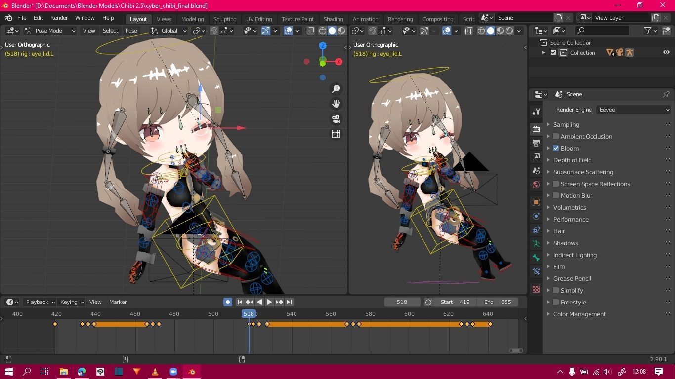 3D model Cyber Chibi - Anime Chibi Low Poly RIGGED Blender Model VR ...