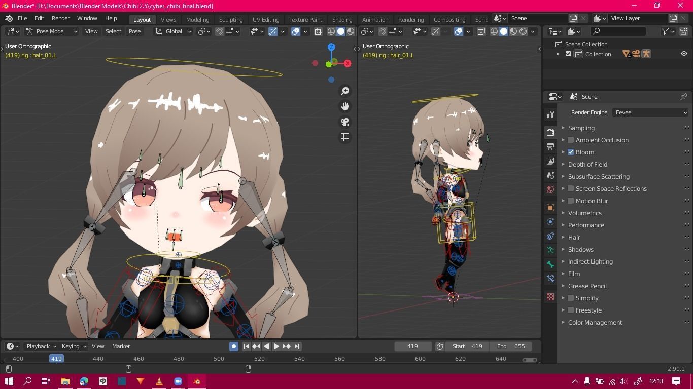 3D model Cyber Chibi - Anime Chibi Low Poly RIGGED Blender Model VR ...