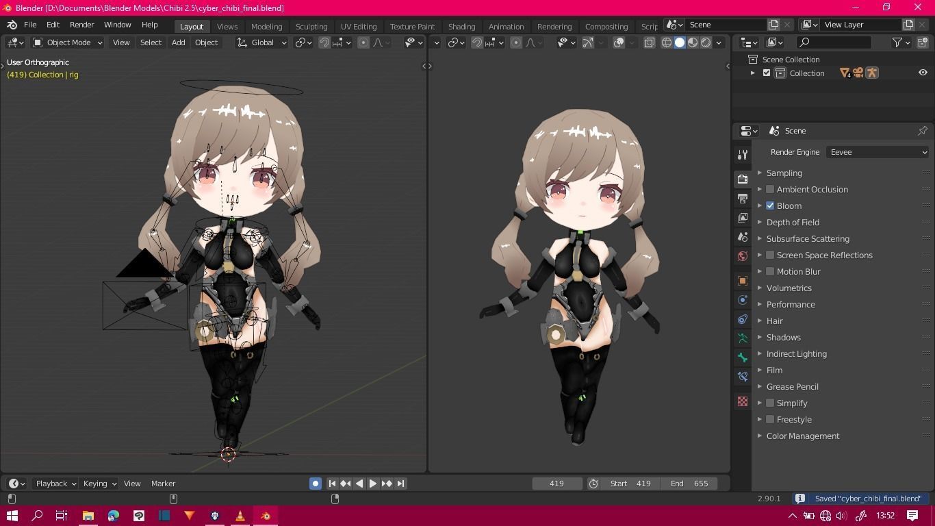 3D model Cyber Chibi - Anime Chibi Low Poly RIGGED Blender Model VR ...