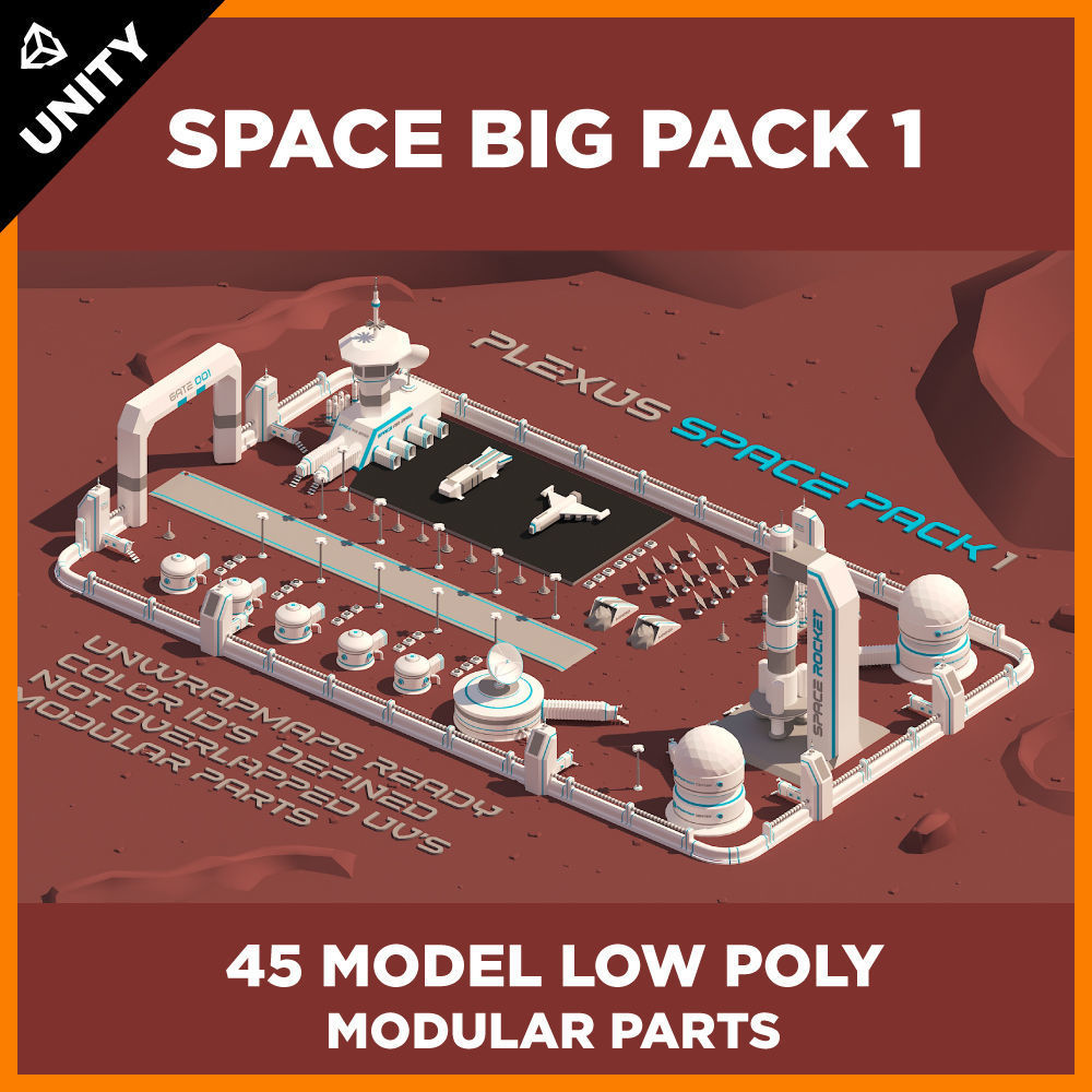 3D model LOW POLY SPACE BIG PACK UNITY AND FBX - PLEXUS GAME ASSETS VR ...