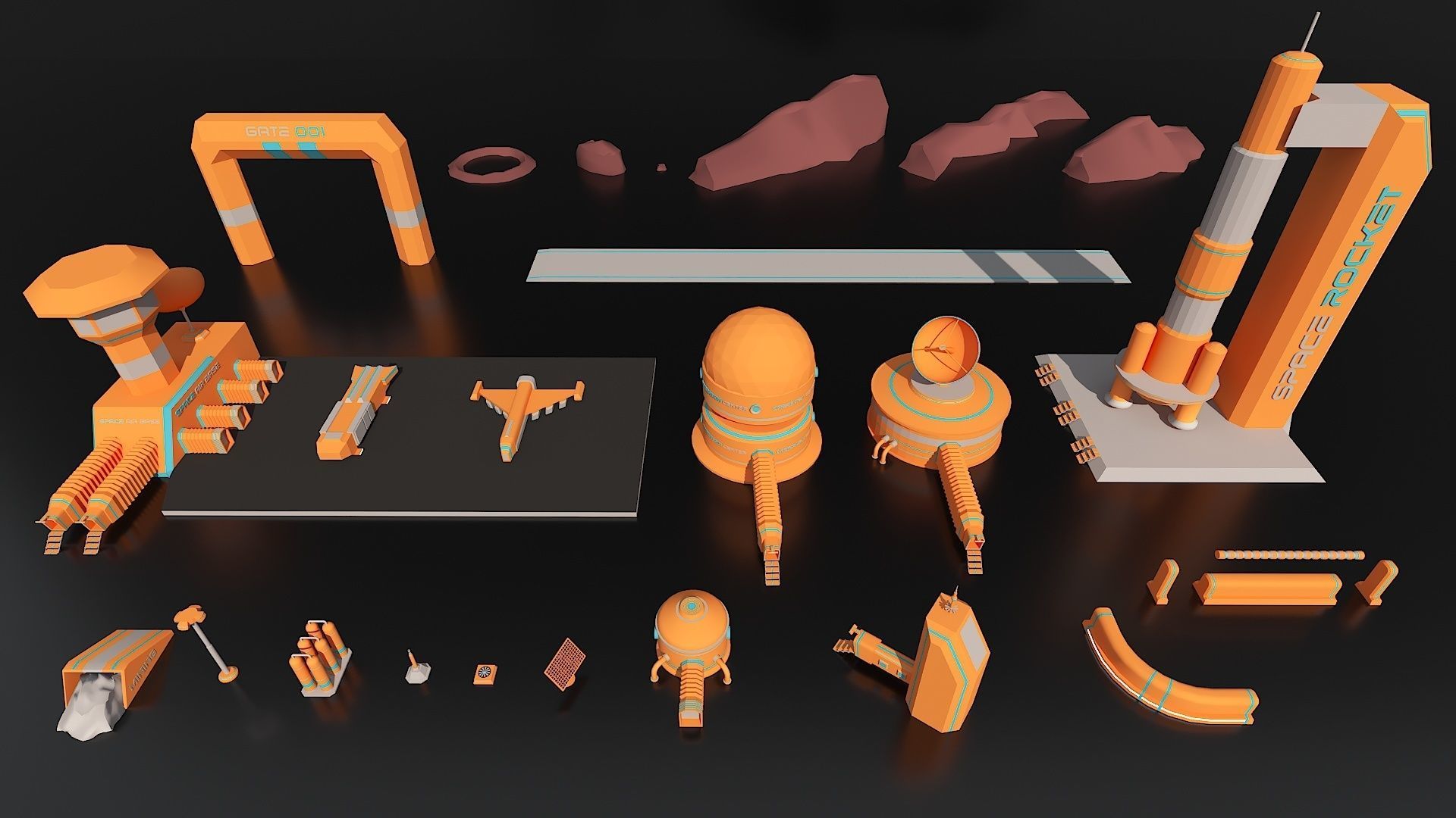 3D model LOW POLY SPACE BIG PACK UNITY AND FBX - PLEXUS GAME ASSETS VR ...