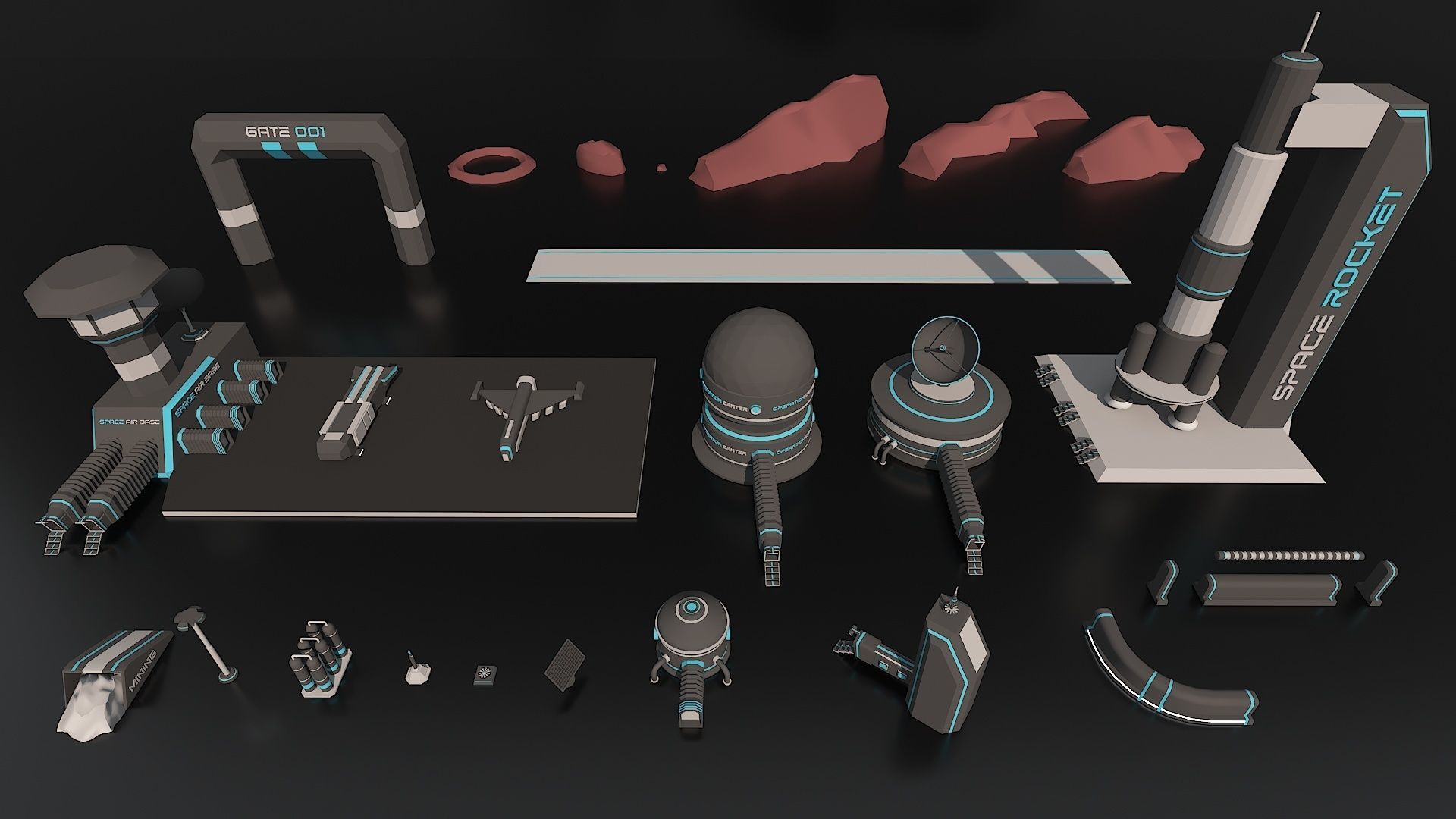 3D model LOW POLY SPACE BIG PACK UNITY AND FBX - PLEXUS GAME ASSETS VR ...