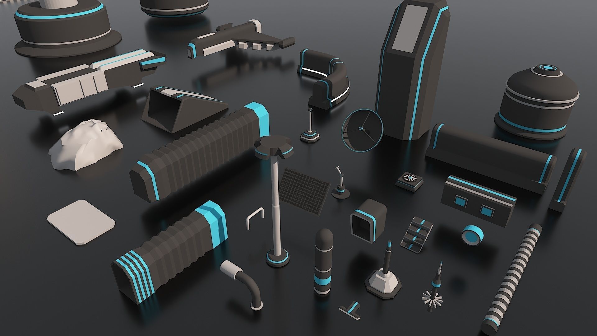 3D model LOW POLY SPACE BIG PACK UNITY AND FBX - PLEXUS GAME ASSETS VR ...