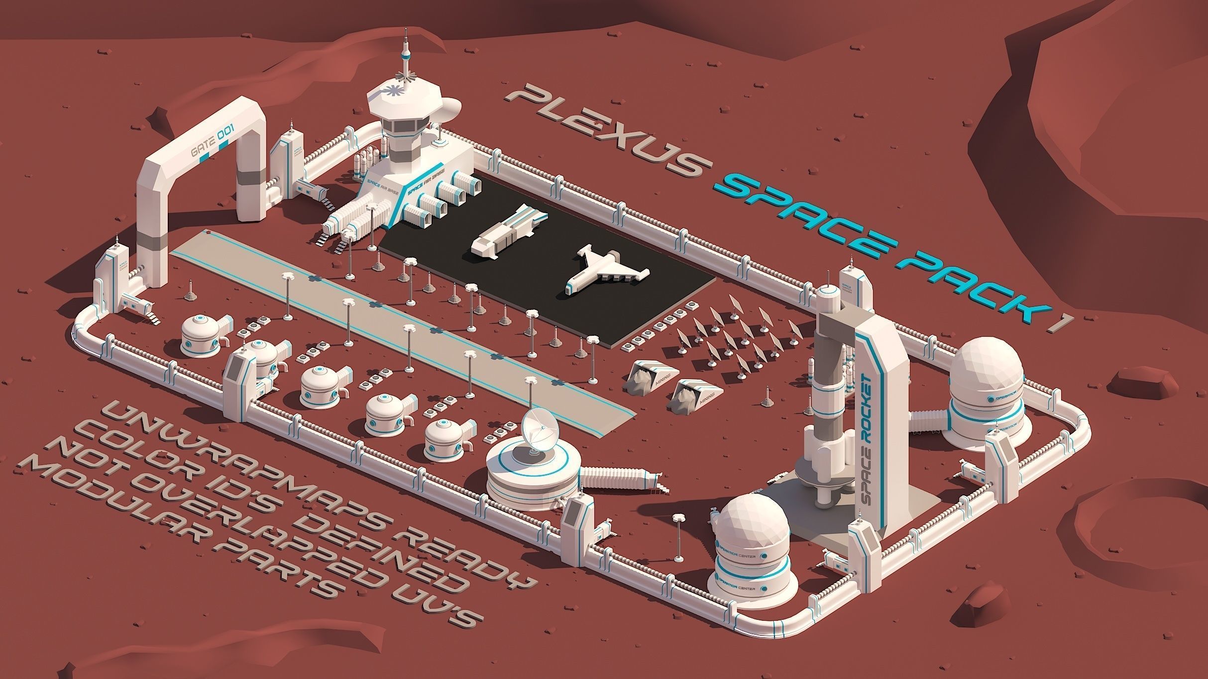 3D model LOW POLY SPACE BIG PACK UNITY AND FBX - PLEXUS GAME ASSETS VR ...