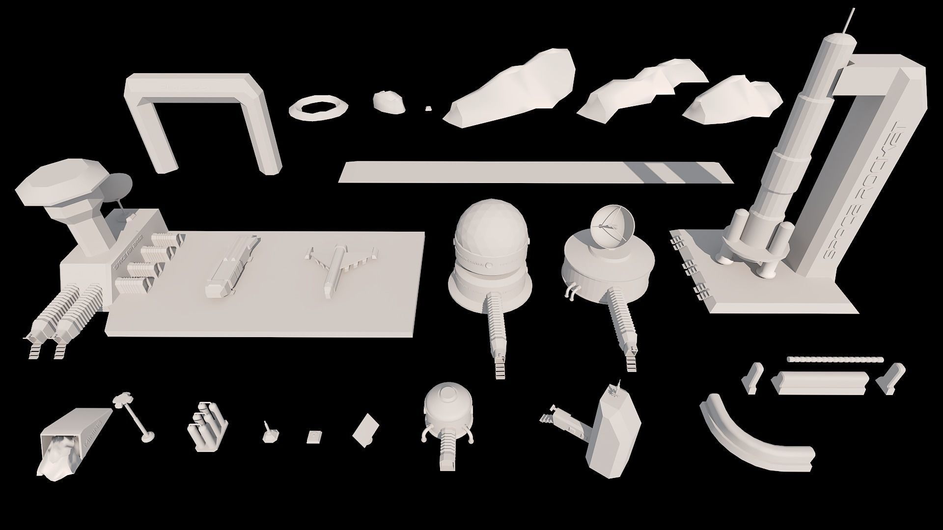 3D model LOW POLY SPACE BIG PACK UNITY AND FBX - PLEXUS GAME ASSETS VR ...