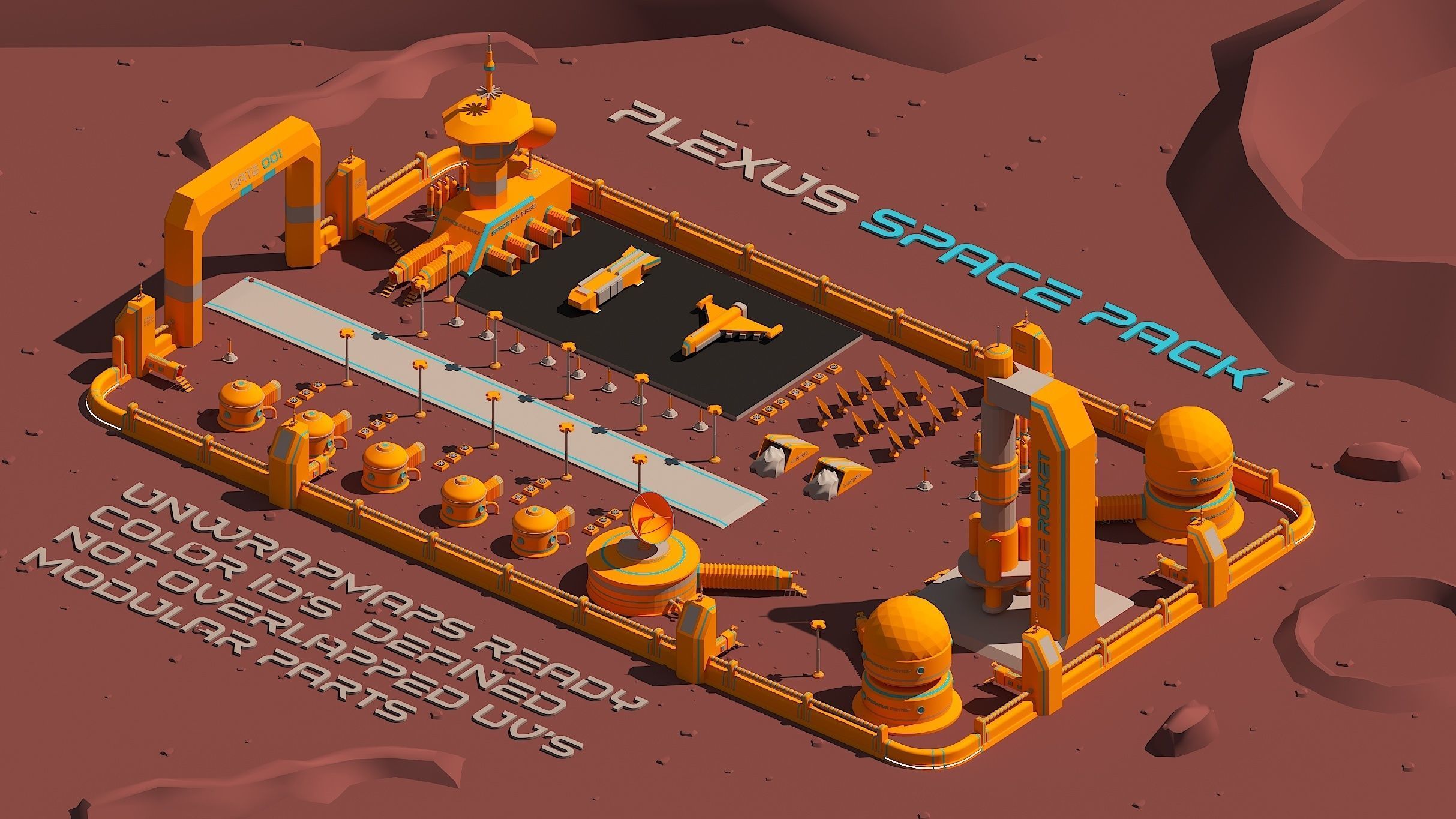 3D model LOW POLY SPACE BIG PACK UNITY AND FBX - PLEXUS GAME ASSETS VR ...