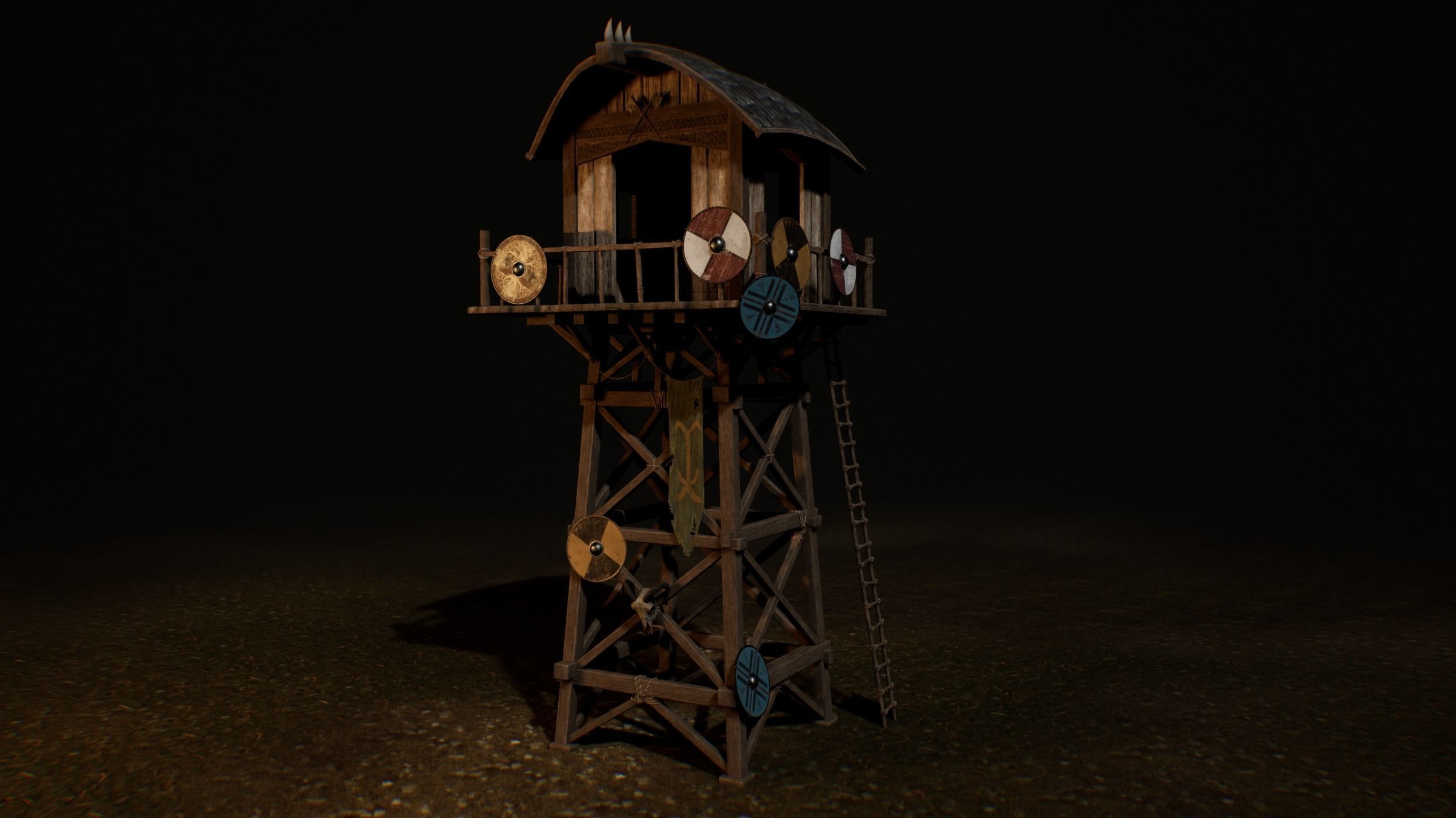 3D model Viking Modular Watchtower Game-Ready VR / AR / low-poly | CGTrader