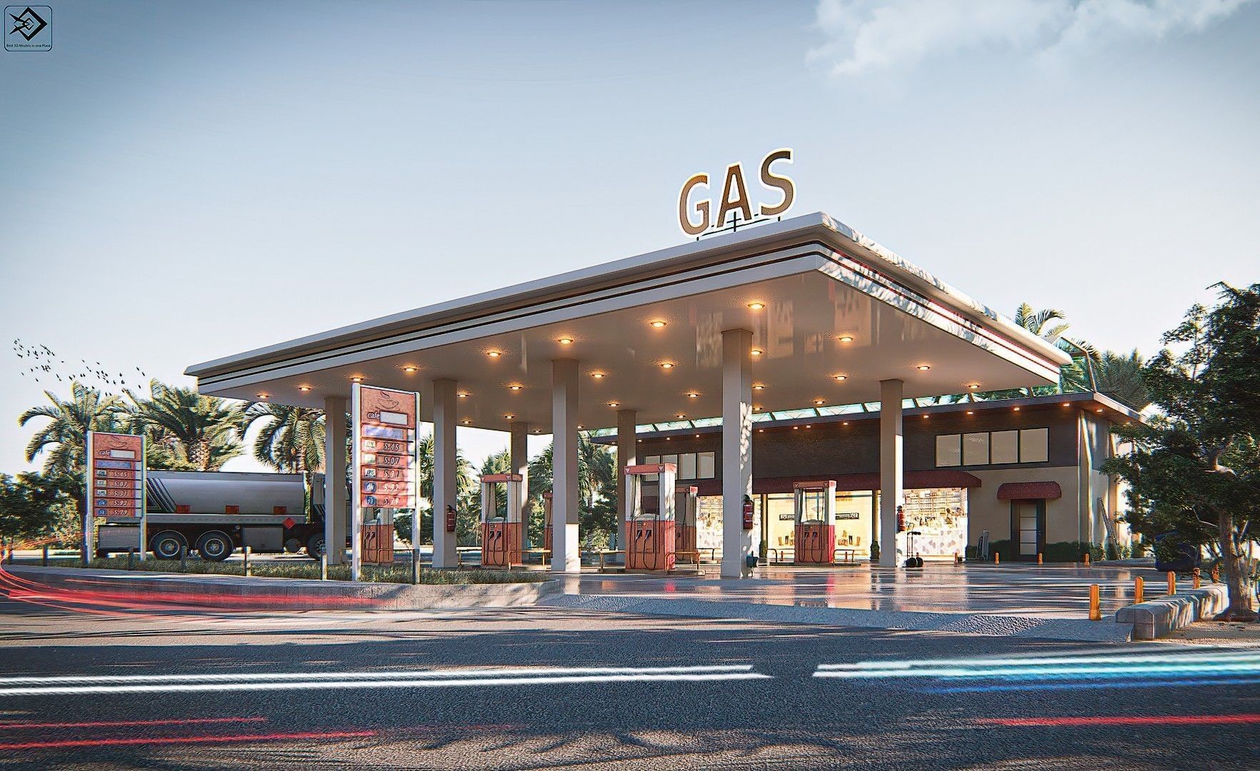 Gas station 3D model | CGTrader