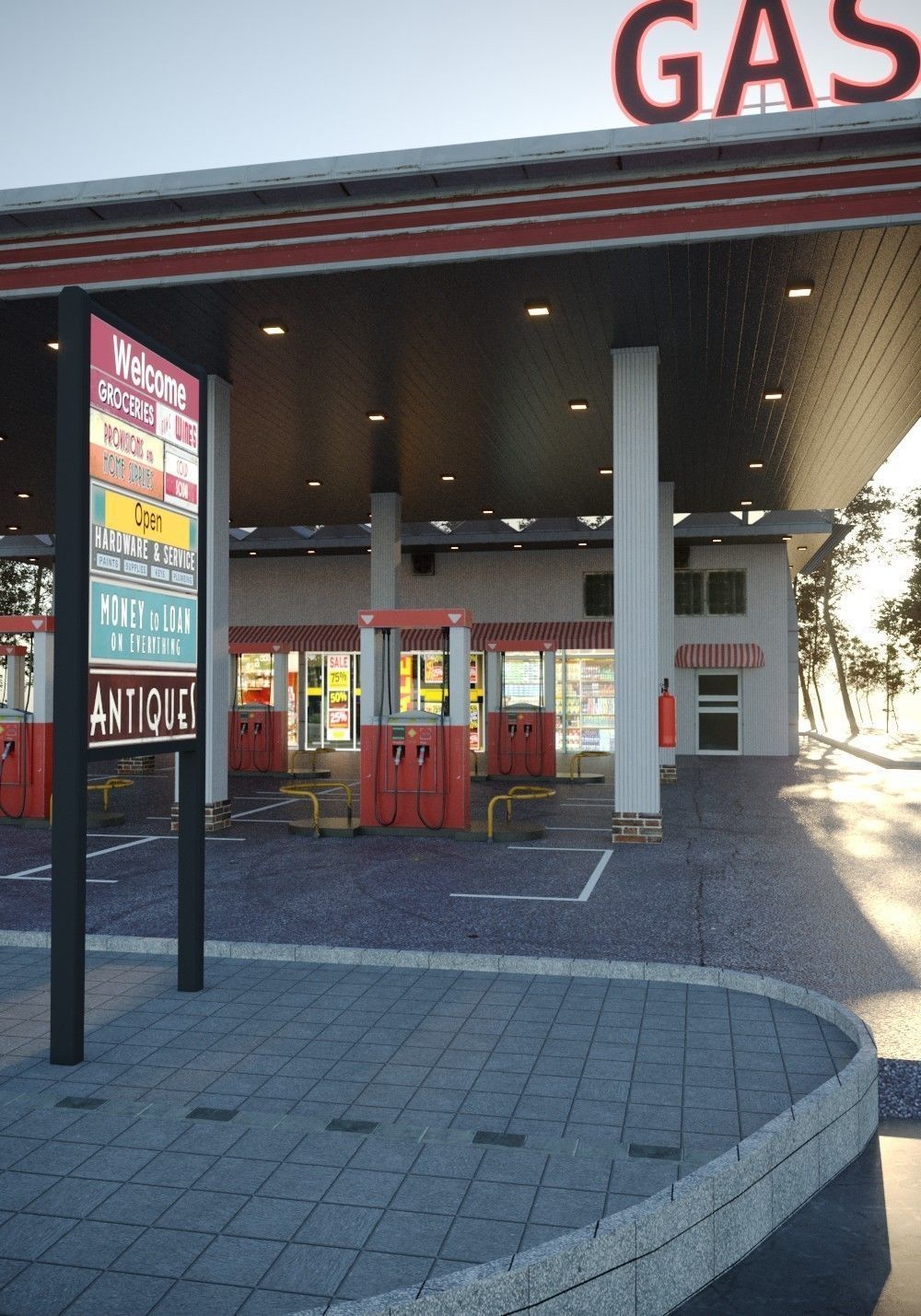Gas station 3D model | CGTrader