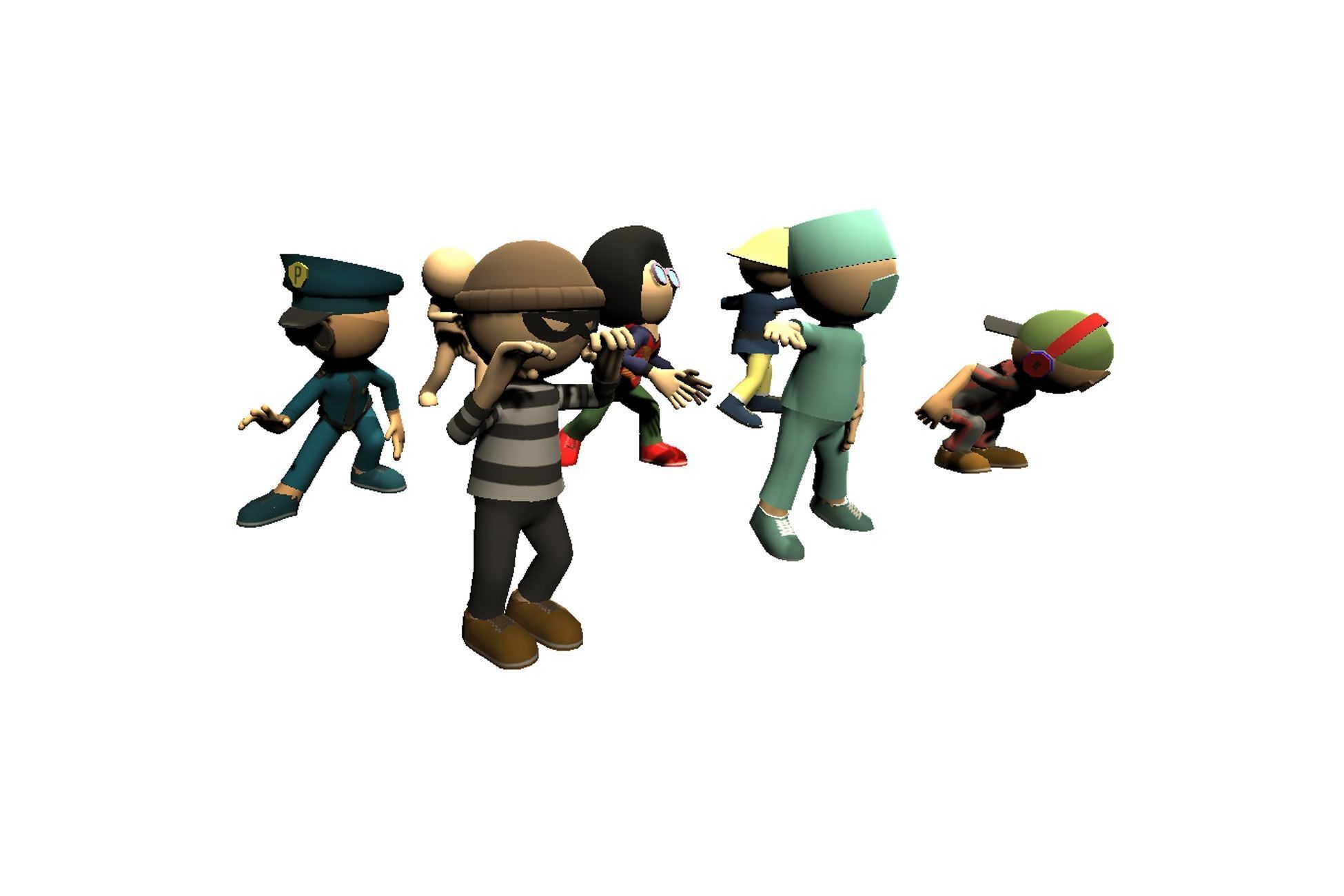 3D model Hyper-Casual Characters pack 2 VR / AR / low-poly rigged ...