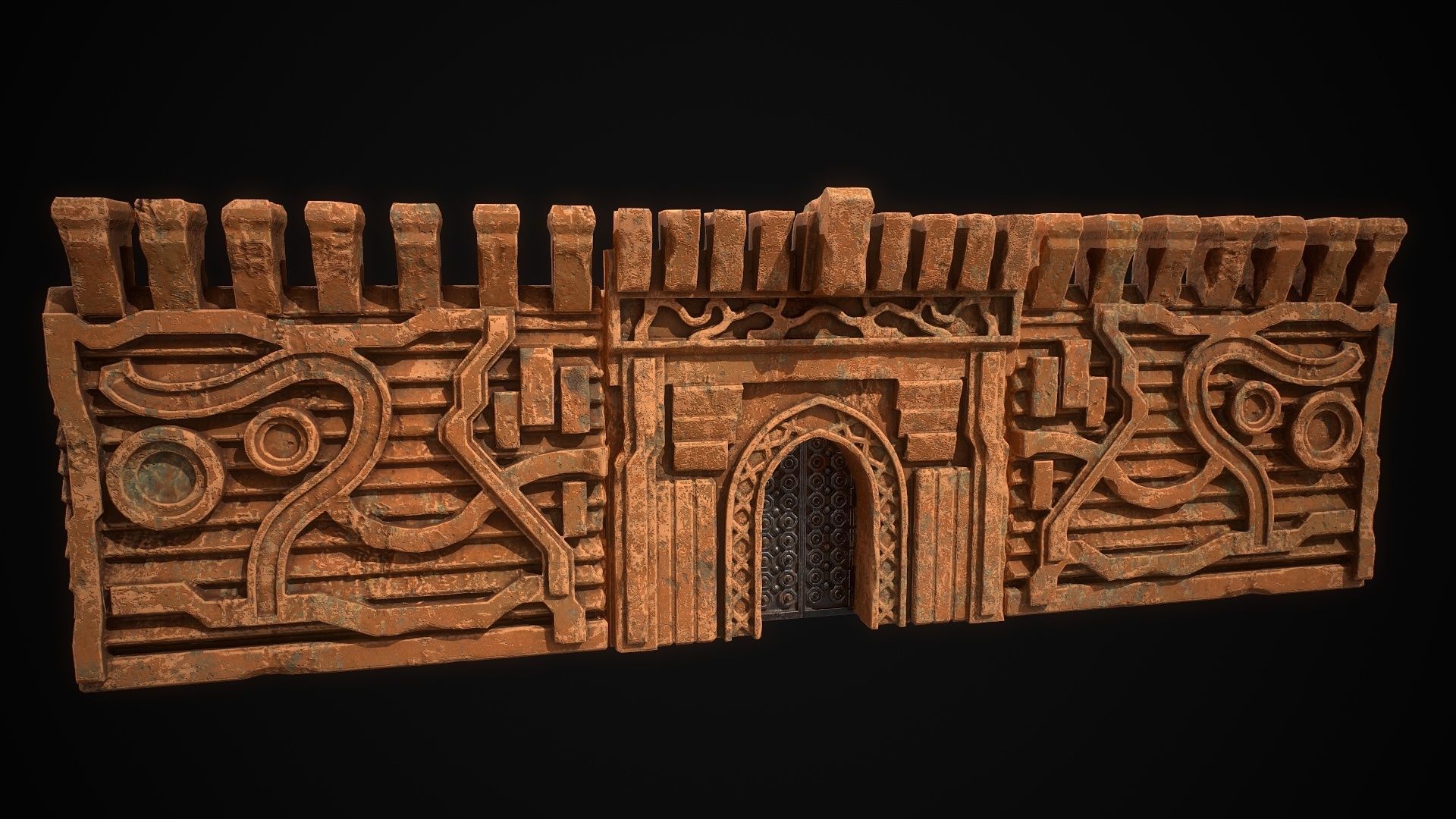 3D model Fantasy castle gate and wall modular VR / AR / low-poly | CGTrader