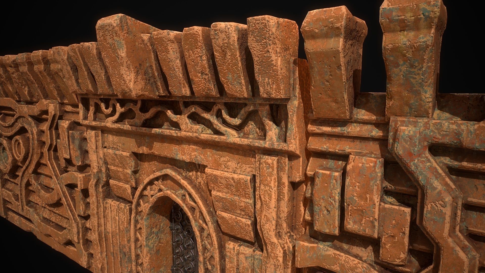 3D model Fantasy castle gate and wall modular VR / AR / low-poly | CGTrader