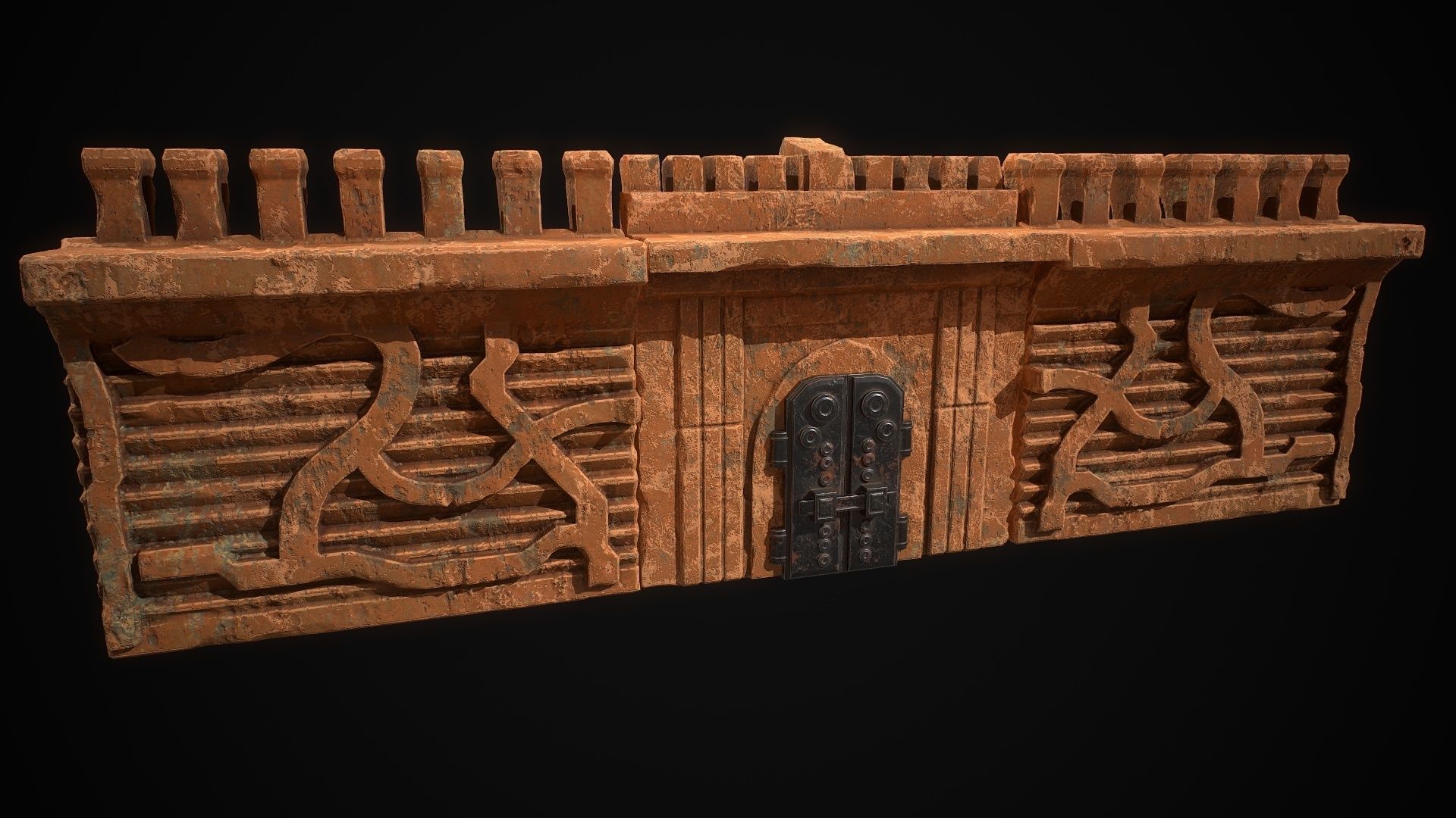 3D model Fantasy castle gate and wall modular VR / AR / low-poly | CGTrader