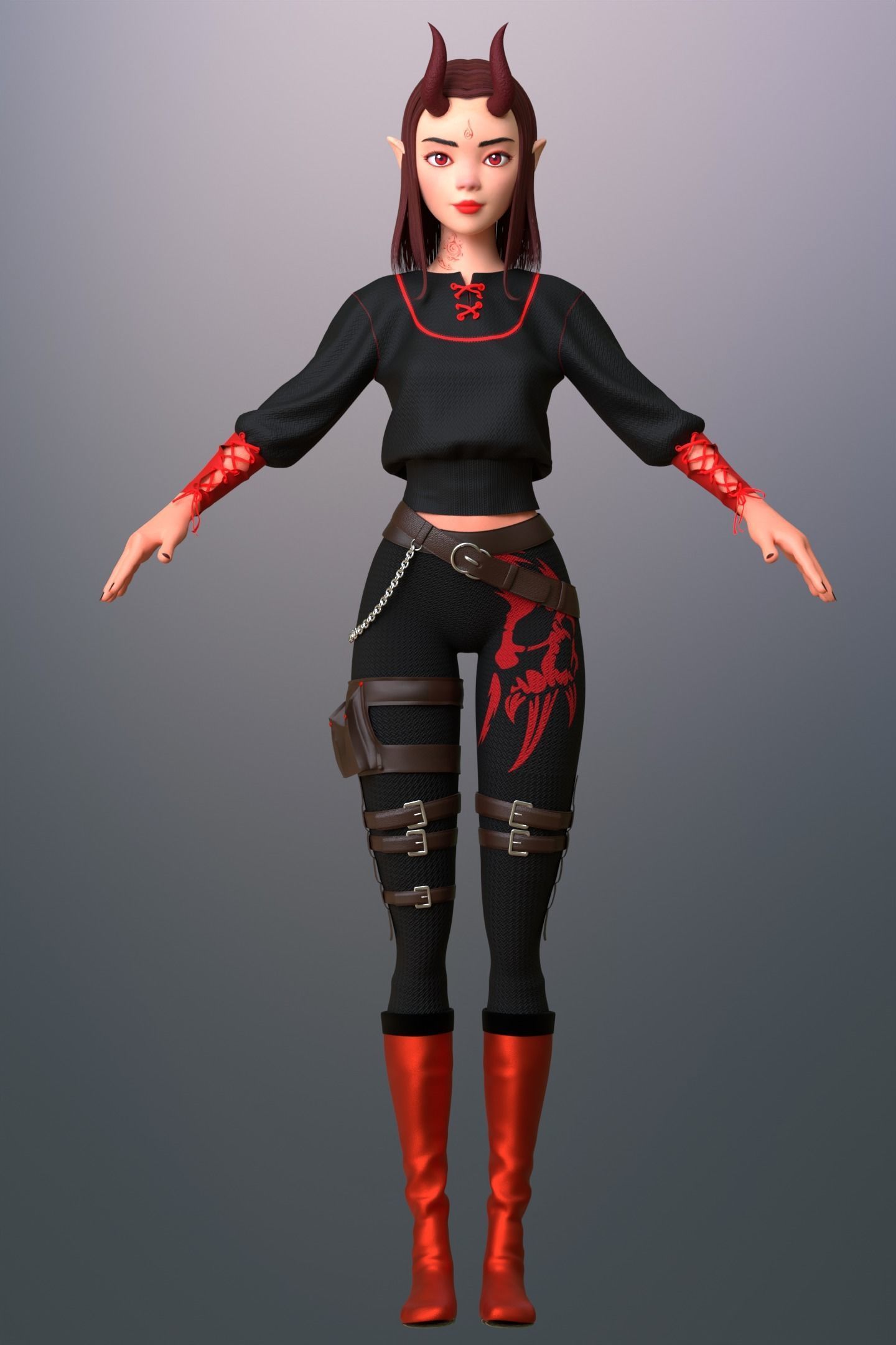 Cartoon Daemon Girl Character 3D Model 3D model | CGTrader