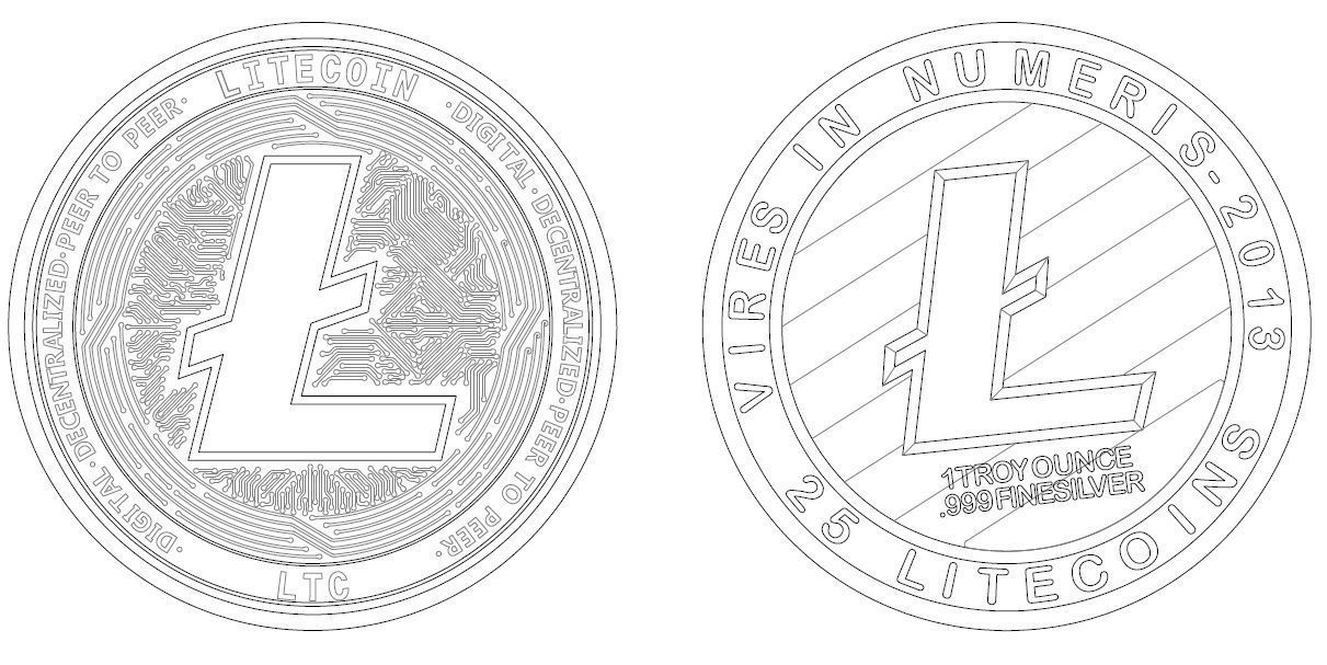 Litecoin LTC Detailed model 2D vector drawing logo 3D model | CGTrader