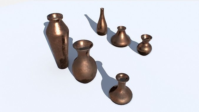 3D model Old Copper Jars pack 2 VR / AR / low-poly | CGTrader