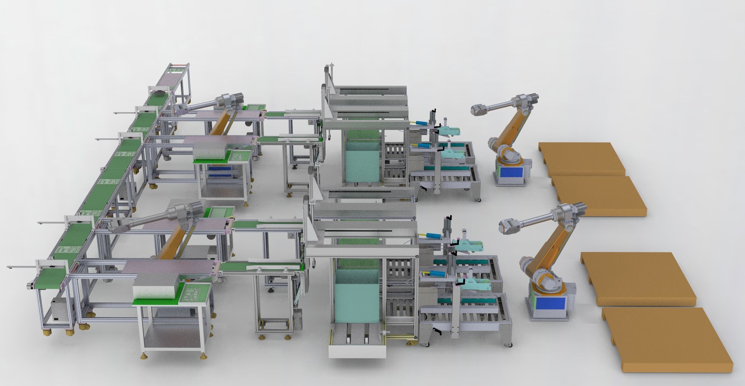 Pcb board loading package stacking conveyor line 3D model | CGTrader