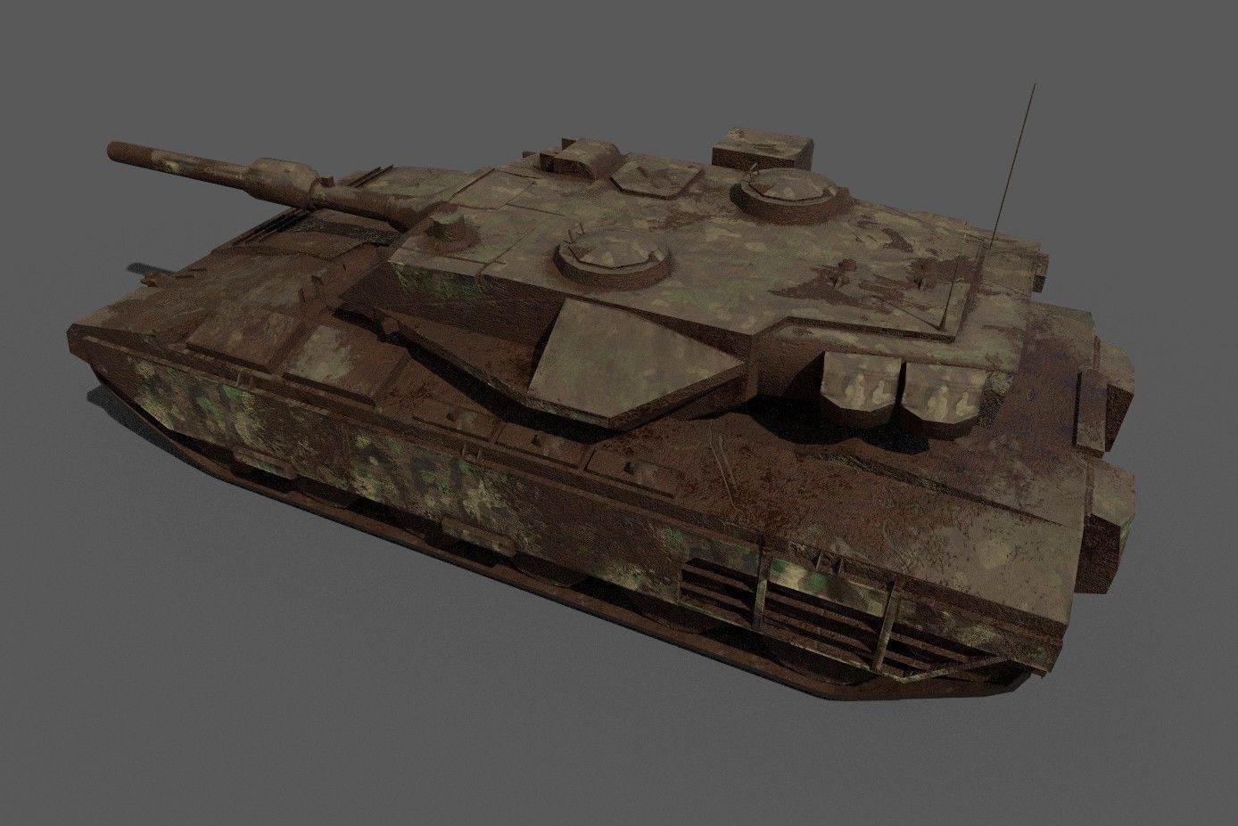 3D model Ruined Wrecked Damaged Destroyed Tank Low Poly Game Ready VR ...
