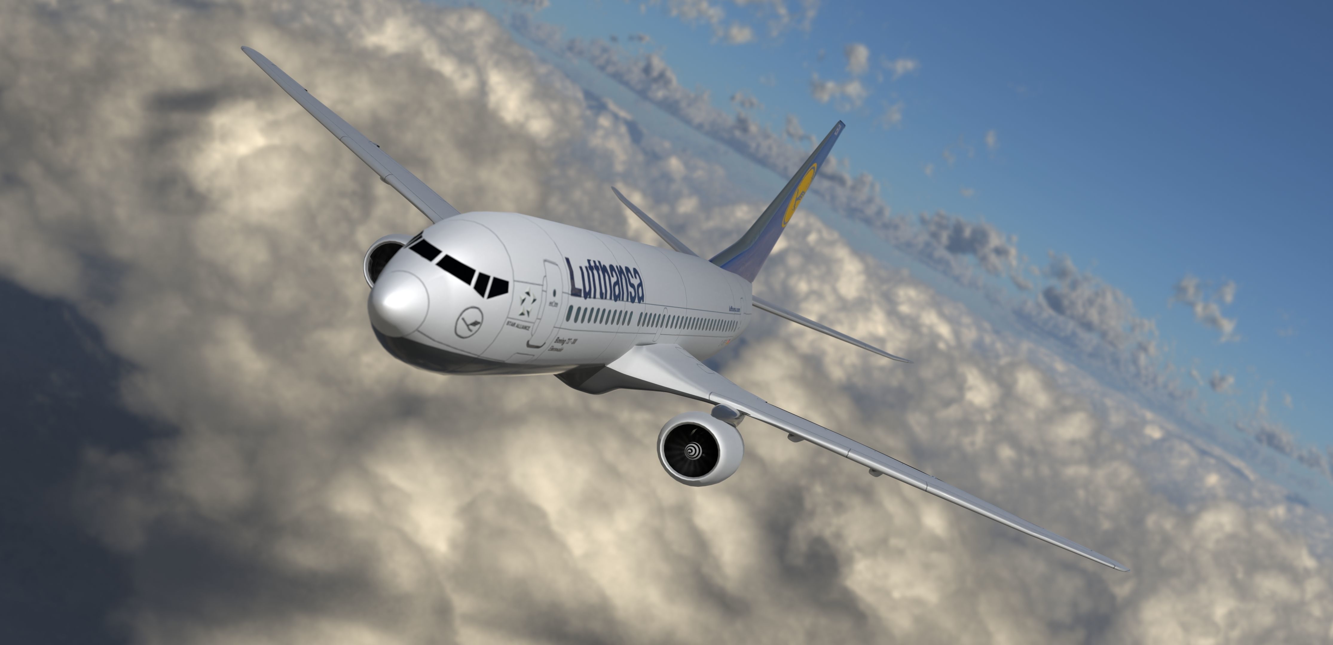 Lufthansa Boeing 737-300 3D model animated rigged | CGTrader