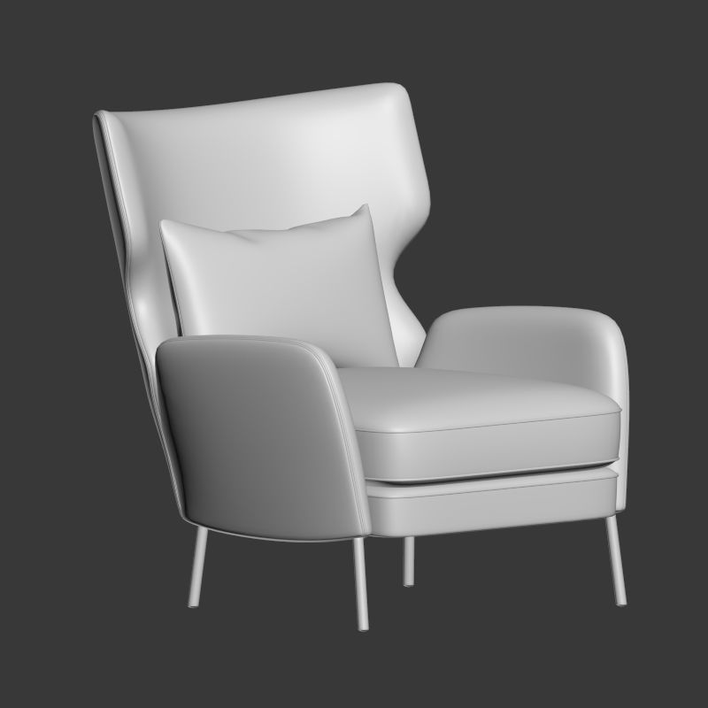 Alex Navy Blue Velvet Accent Chair Crateandbarrel 3D model | CGTrader