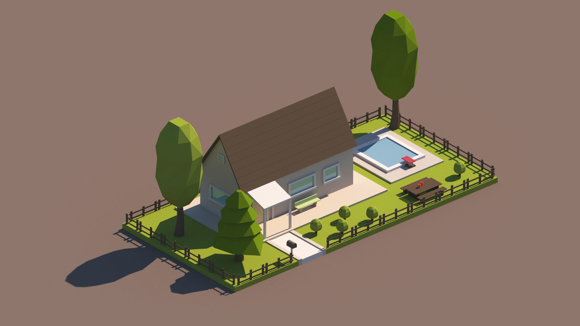 3D model Cartoon Low Poly Garden House Package VR / AR / low-poly ...
